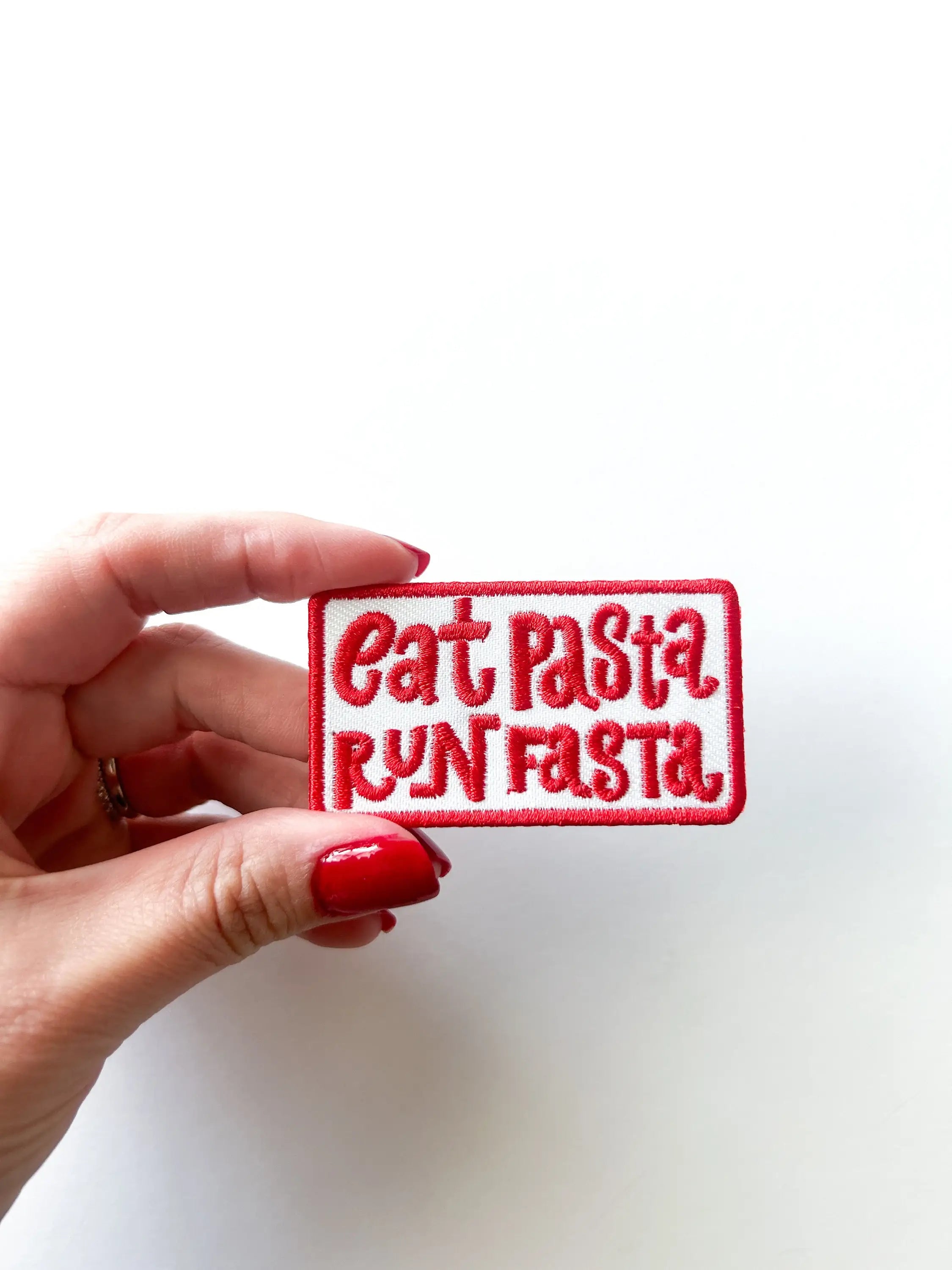Eat Pasta Run Fasta Embroidered Iron-On Patch Pasta Lover – The Common Pine